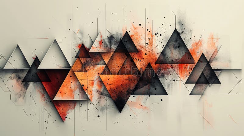 Symmetrical Arrangement of Orange and Black Triangles in Abstract ...
