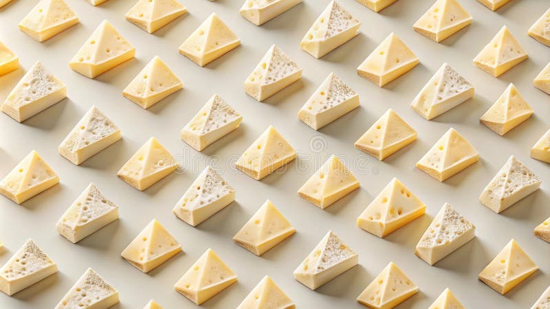 A Symmetrical Arrangement of Triangular Cheese Pieces on a Neutral ...