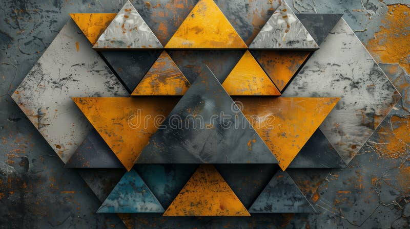 Symmetrical Arrangement of Yellow and Grey Triangles in an Abstract ...
