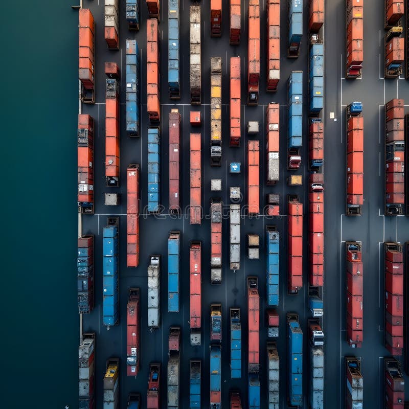 Symmetrical Array of Industrial Transport Vehicles Transformed into ...