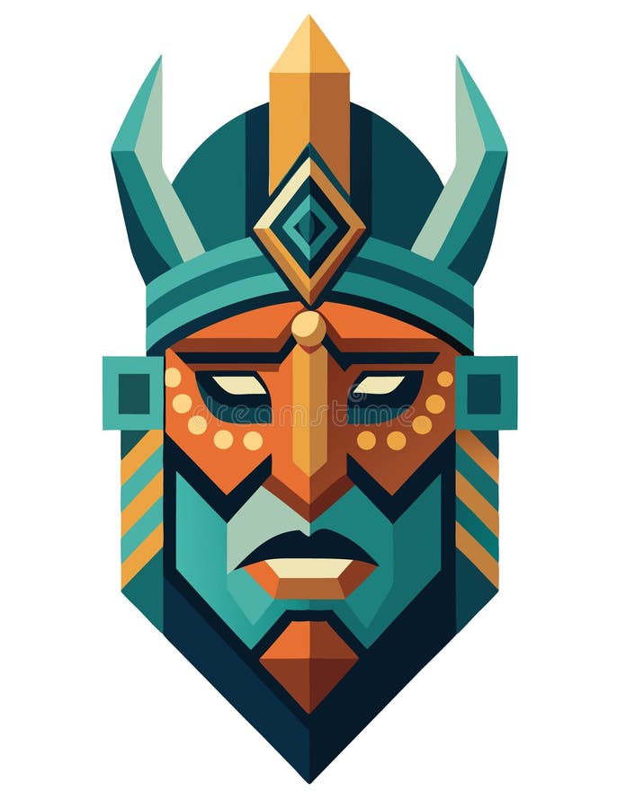 Detailed Aztec Mask Vector Design for Apparel and Wall Art Stock Vector ...