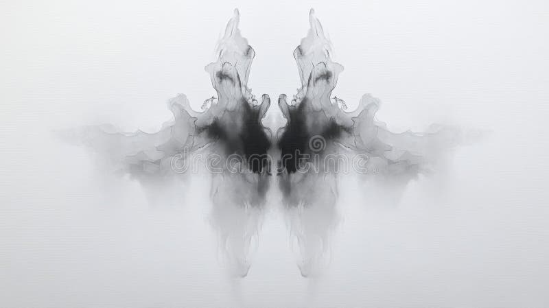 Symmetrical Black Ink Blot on White Background Stock Illustration ...
