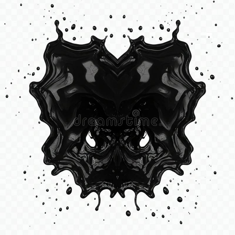 Symmetrical Black Ink Splatter on a White Background Creates a Mirror ...