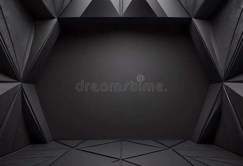 Symmetrical Black Wall Copy Space with Ornament Stock Illustration ...