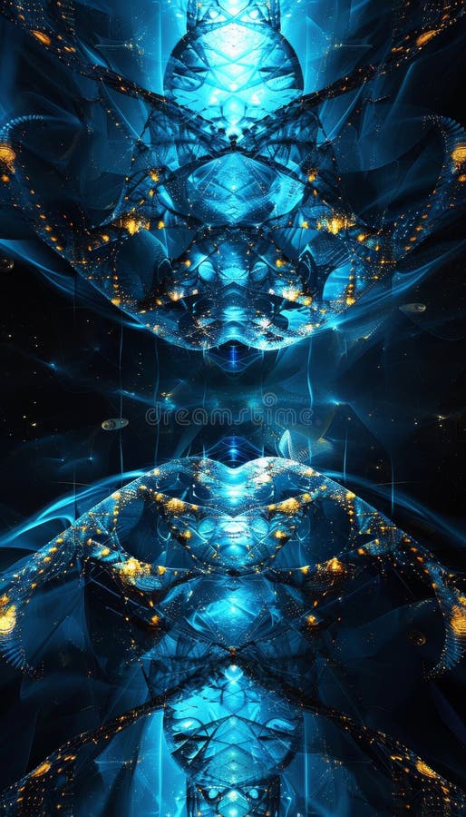 Symmetrical Blue Double Helix Abstract Background with Golden Ratio ...