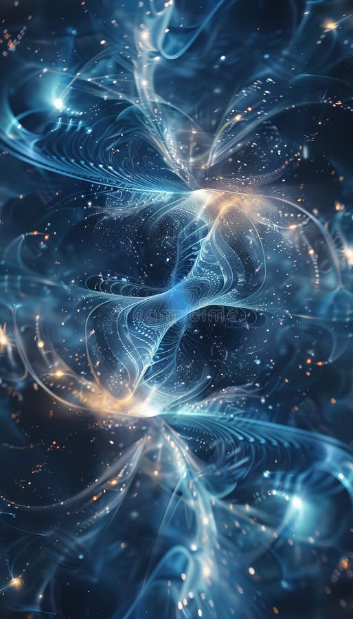 Symmetrical Blue Double Helix Abstract Background with Golden Ratio ...