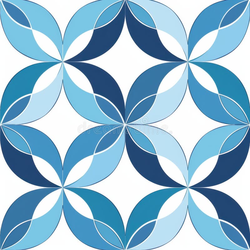 Symmetrical Blue and White Pattern with Modern Geometric Elements Stock ...