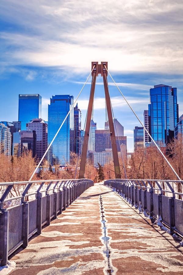 Symmetrical Bridge Walkway Under a Bright Blue Sky Stock Image - Image ...