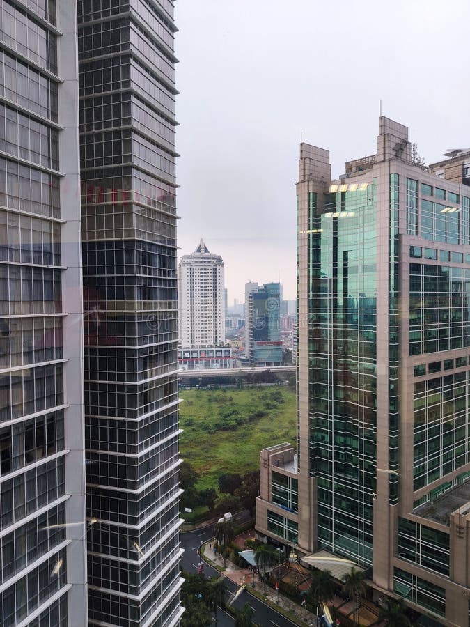 Symmetrical Buildings in City View Stock Image - Image of view ...