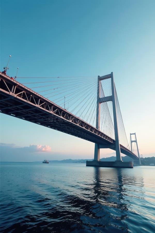 Symmetrical Cable Stayed Bridge, Balanced Spans, Water, Travel Stock ...
