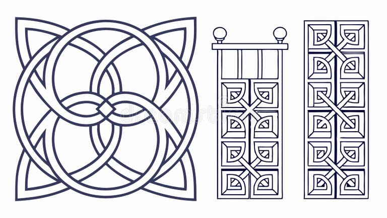 Symmetrical Celtic Knot with Geometric Border Patterns Illustration ...
