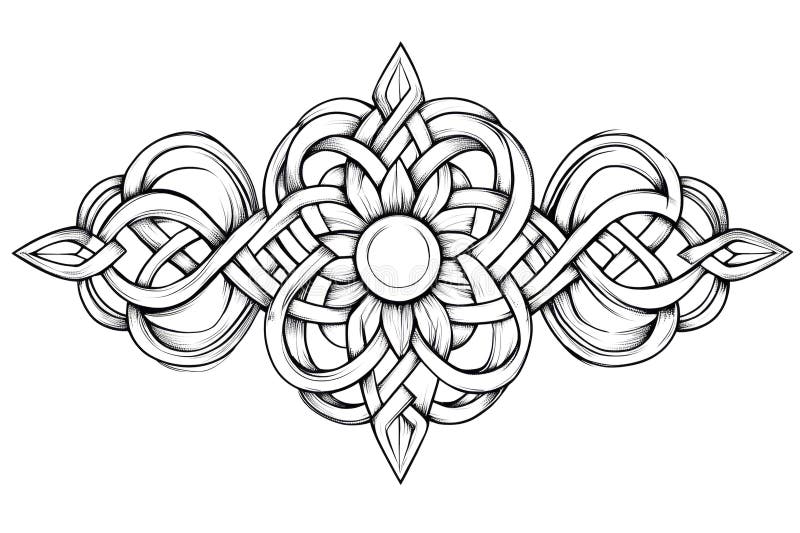 Symmetrical Celtic Knotwork Design with a Central Floral Motif ...