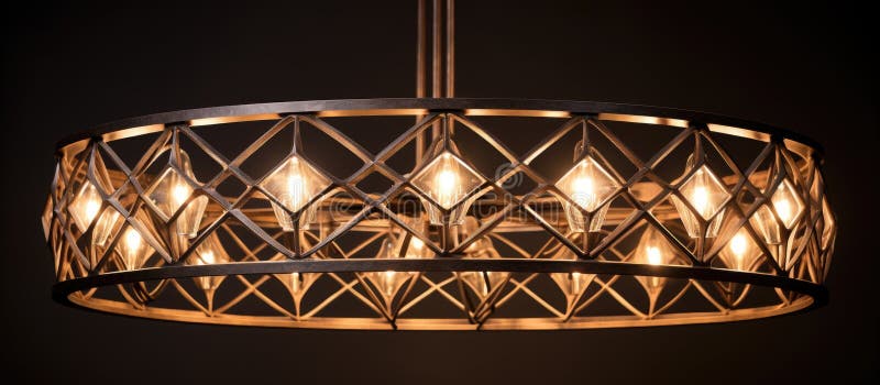 Symmetrical Chandelier with Numerous Lights Hanging from Ceiling Stock ...