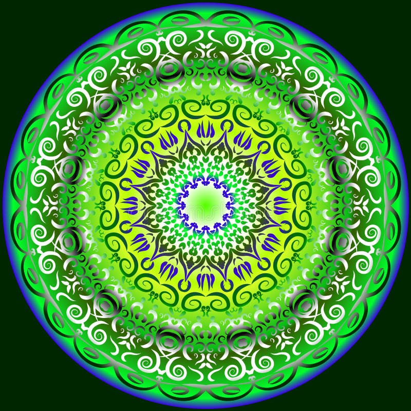 Symmetrical Circular Pattern in Bright Colors Stock Illustration ...