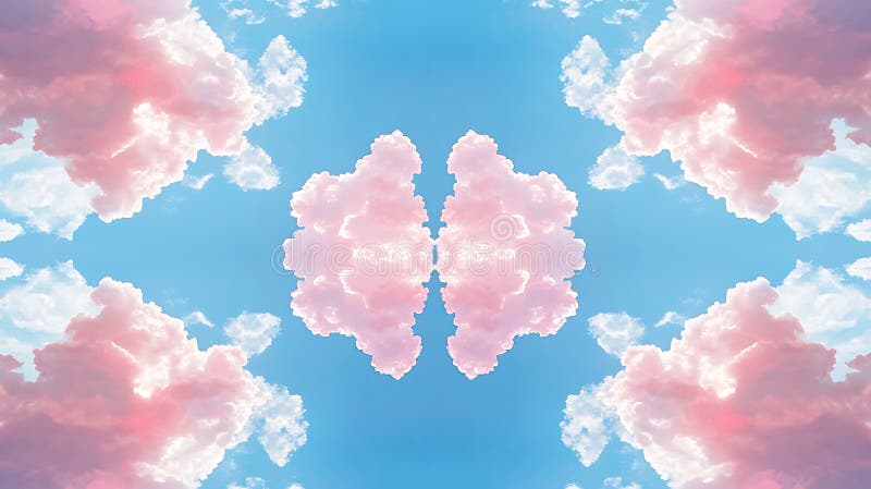 Symmetrical Cloud Pattern with Soft Pink and White Clouds Against a ...