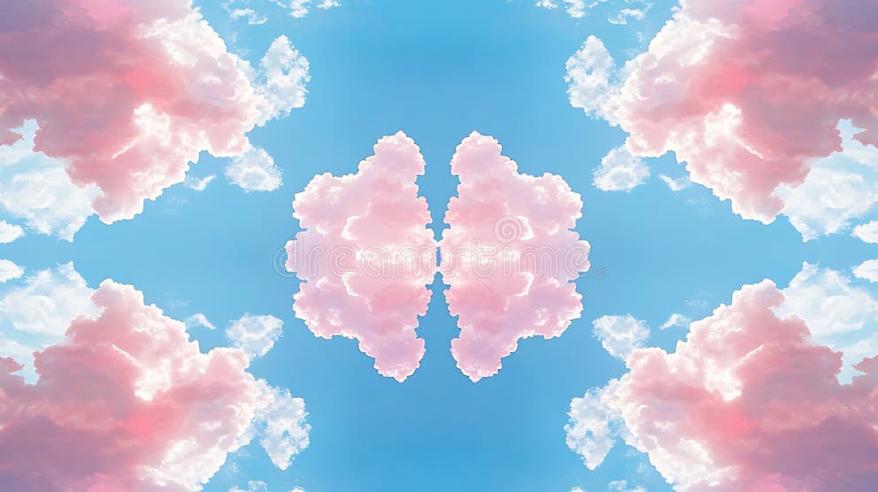 Symmetrical Cloud Pattern with Soft Pink and White Clouds Against a ...