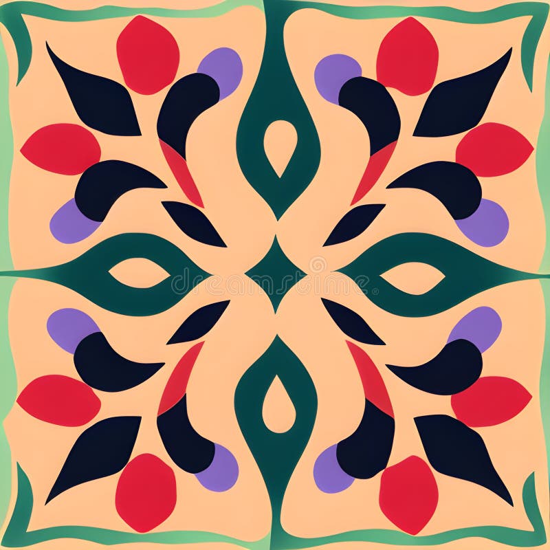 Symmetrical Colorful Flowerbuds Pattern in Tiles for Background Stock ...