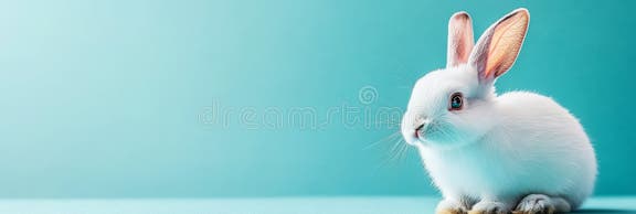 A Symmetrical Composition Featuring a White Rabbit on a Bright Blue ...