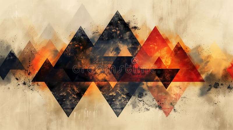 Symmetrical Composition of Triangles Painted on a Wall Stock Image ...