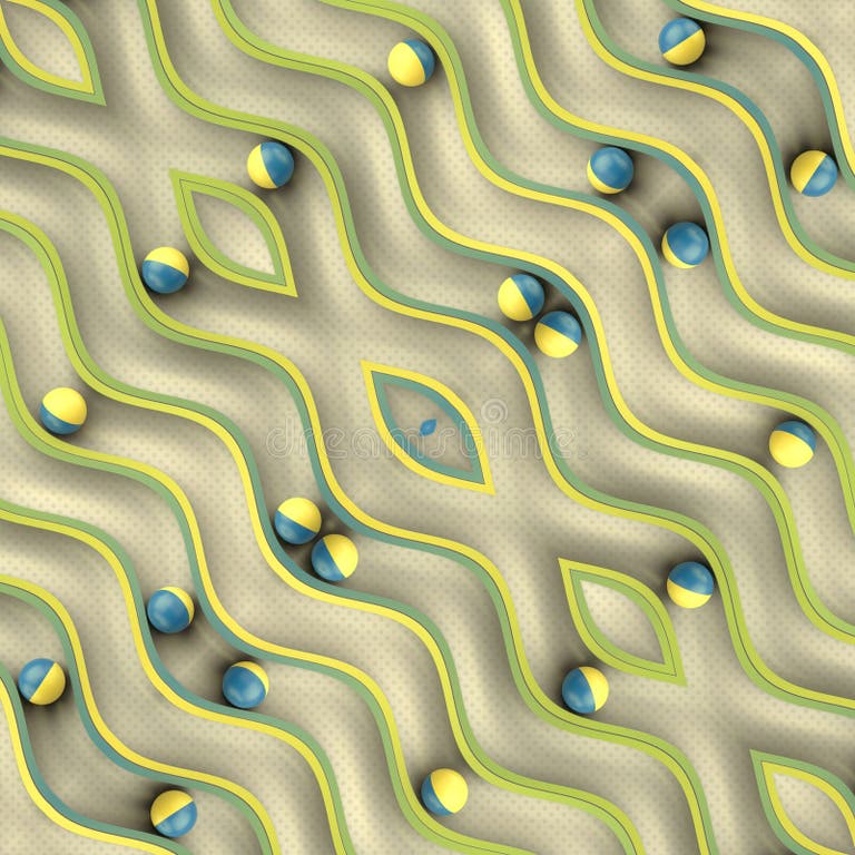 Symmetrical Composition with Two-tone Colored Balls on a Winding Path ...