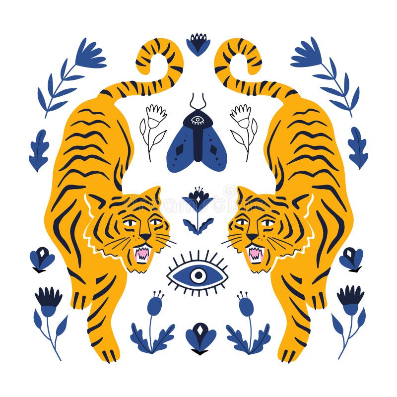 Symmetrical Tigers Stock Illustrations – 295 Symmetrical Tigers Stock ...
