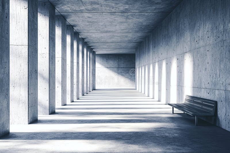 Symmetrical Concrete Columns Casting Soft Shadows Embodying Brutalist Minimalist Architecture