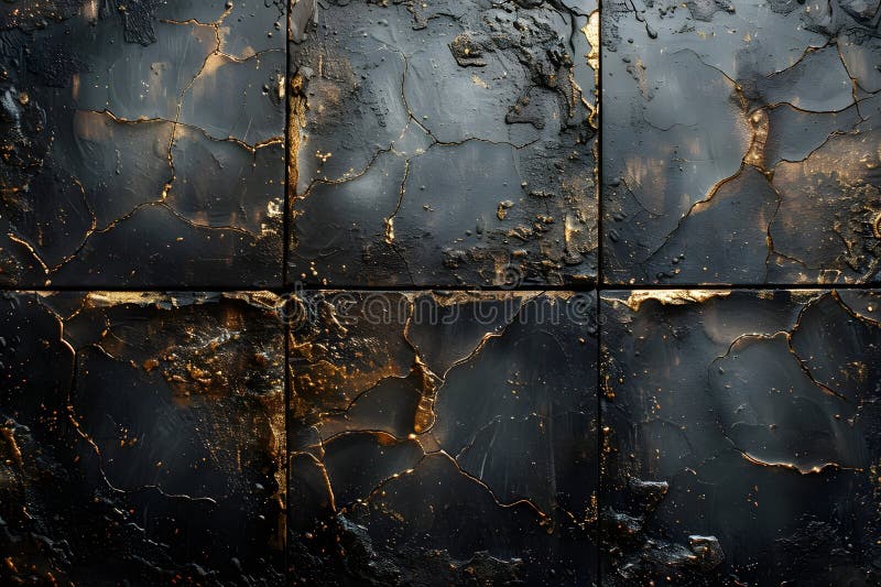 Symmetrical Cracked Black Stone Art: 3D Texture Canvas Design Stock ...