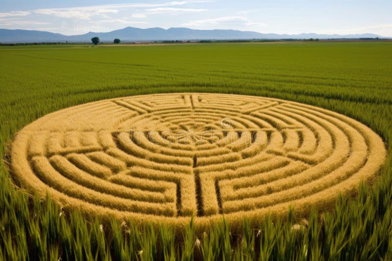 Symmetrical Crop Circle Design in a Barley Field Stock Photo - Image of ...