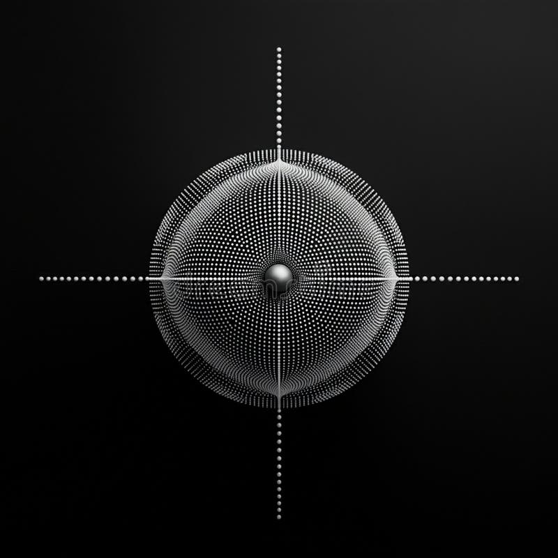 A Symmetrical 3D Abstract Design Features a Central Metallic Sphere ...