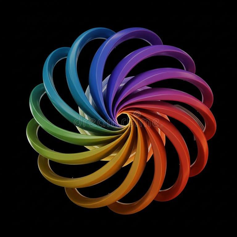 Symmetrical 3D Spiral Design Featuring Interlocking Loops in Vibrant Colors, Stock Illustration ...