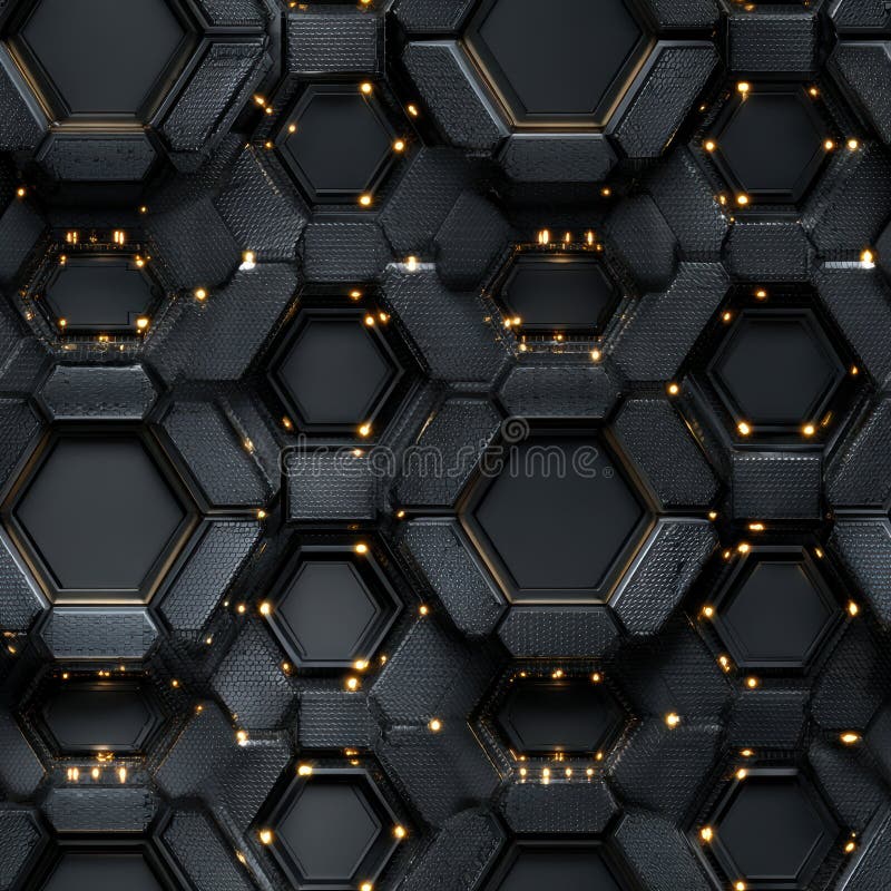 Symmetrical Dark Ceramic Hexagonal Structure with Glowing Joints Stock ...