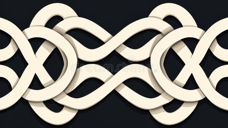 A Symmetrical Design of Intertwined White Lines on a Black Background ...