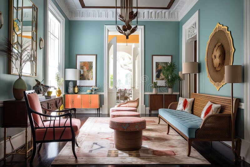 Symmetrical Design with Unexpected Details and Color Combinations Stock ...