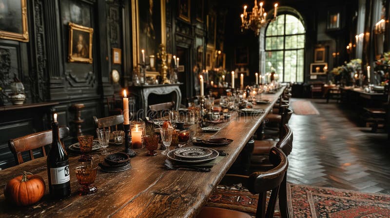 Symmetrical Dinner Table with Mirrored Reflection Showing Contrast in ...