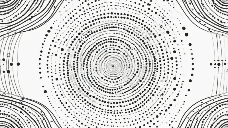 Symmetrical Dot Pattern in Black and White Design Stock Illustration ...