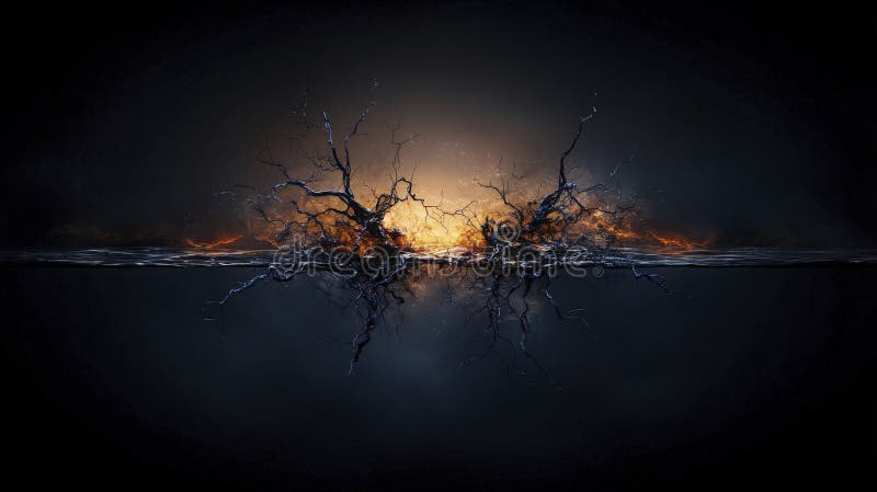 Symmetrical Elements Emerge from the Depths Abstract Art Digital ...