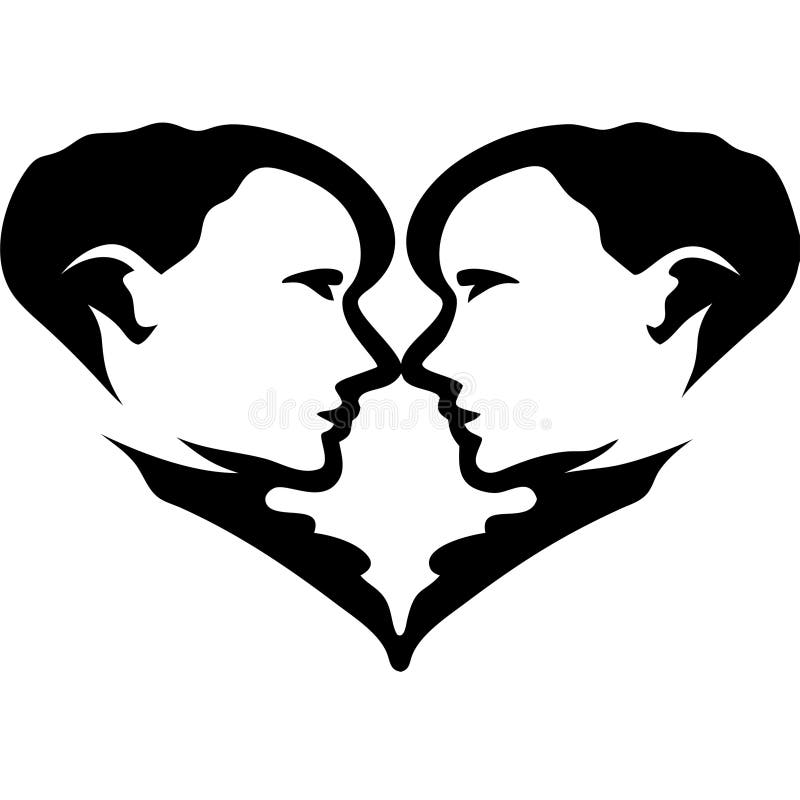 Symmetrical Face Silhouette Heart Design for Tattoos and Art Projects ...