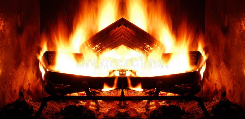 Symmetrical Fireplace stock photo. Image of kindle, orange - 1574100