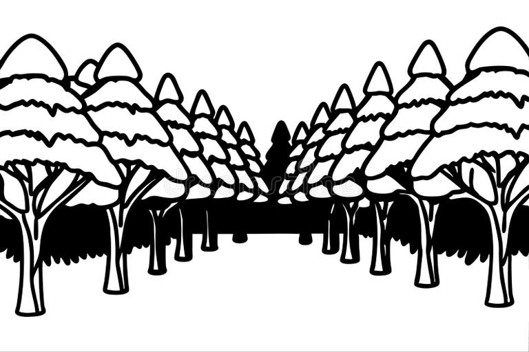 Symmetrical Forest Pathway Illustration with Lined Tree Canopy, AI ...