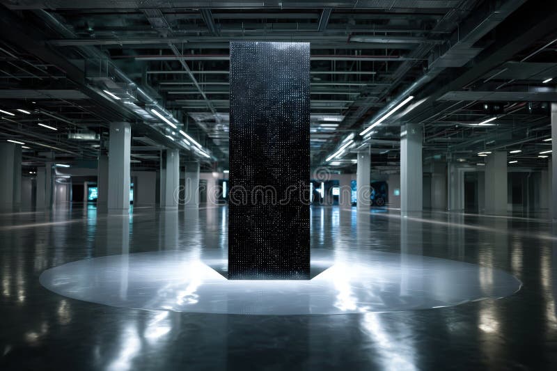 Symmetrical Front-facing Shot of a Modern Monolith in a Spacious Urban ...