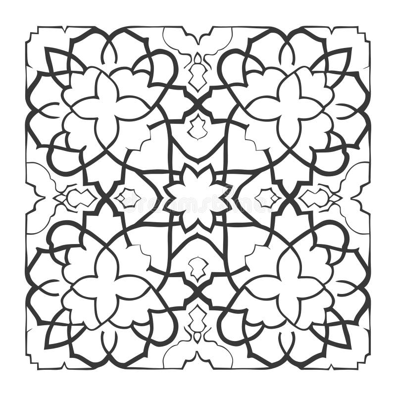 Elegant Black and White Floral Arabesque Pattern, Square Design Stock ...