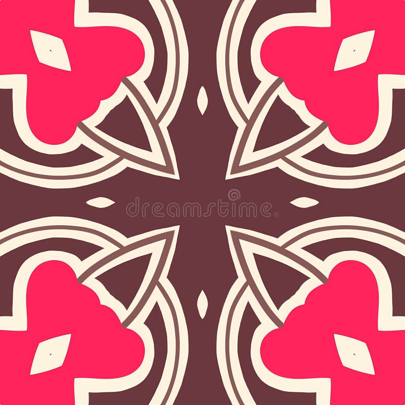 Symmetrical Geometric Pattern with Red and Brown Colors Stock ...