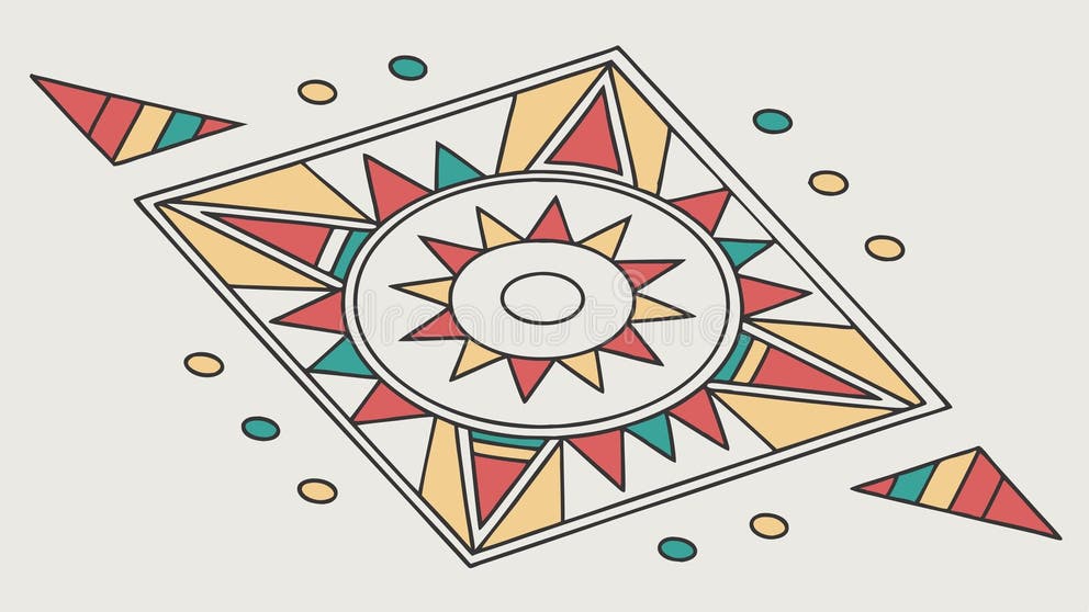 Symmetrical Geometric Pattern with a Starburst Central Motif, Vector ...