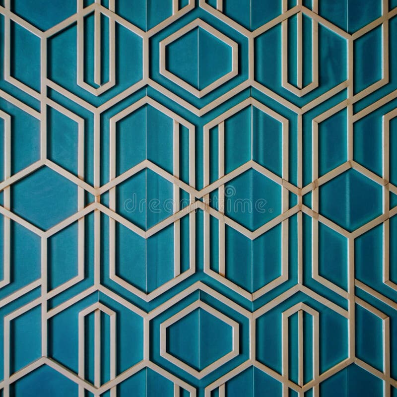 Abstract Geometric Pattern with Teal and Beige Accents. Stock ...