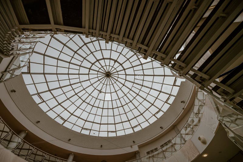 Symmetrical Glass Roof in the Shape of a Circle Stock Photo - Image of ...