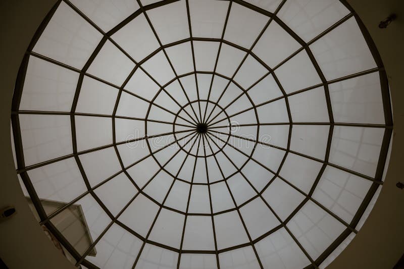 Symmetrical Glass Roof in the Shape of a Circle Stock Image - Image of ...