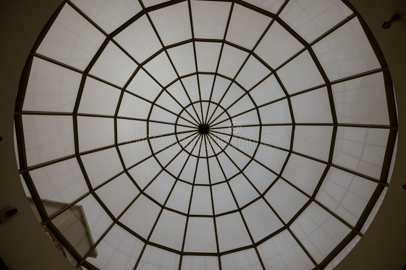 Symmetrical Glass Roof in the Shape of a Circle Stock Image - Image of ...