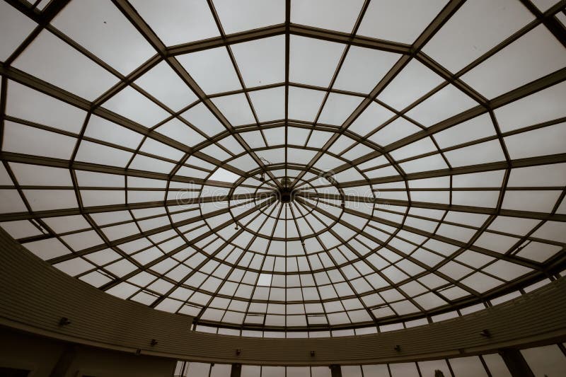 Symmetrical Glass Roof in the Shape of a Circle Stock Photo - Image of ...