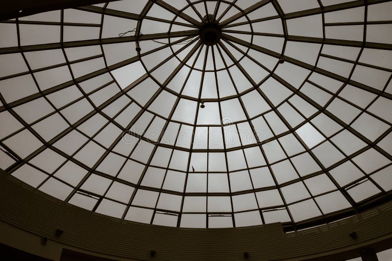 Symmetrical Glass Roof in the Shape of a Circle Stock Image - Image of ...