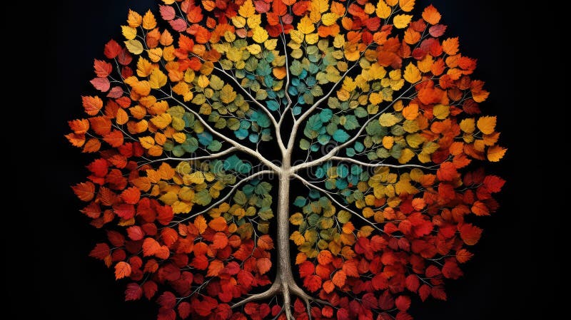 Symmetrical graph tree stock illustration. Illustration of hues - 368625467